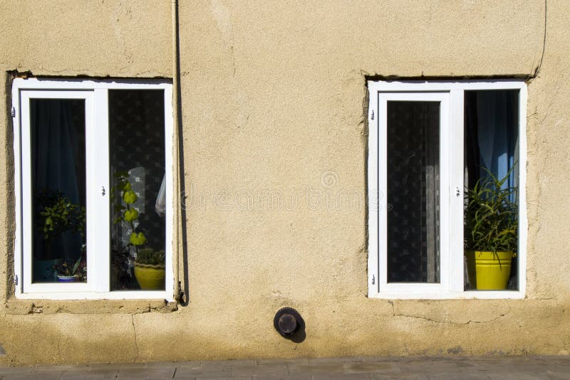 Old Windows, House Facade and Sunlight Editorial Photo - Image of ...