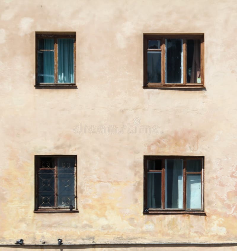 Old Windows in a Multi-storey Building Stock Photo - Image of city ...