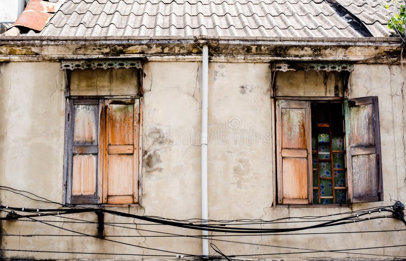 The Old Windows in Old House Stock Photo - Image of glass, perspective ...