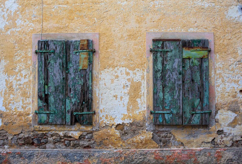 Old Windows with an Rusty Grating Stock Image - Image of background ...