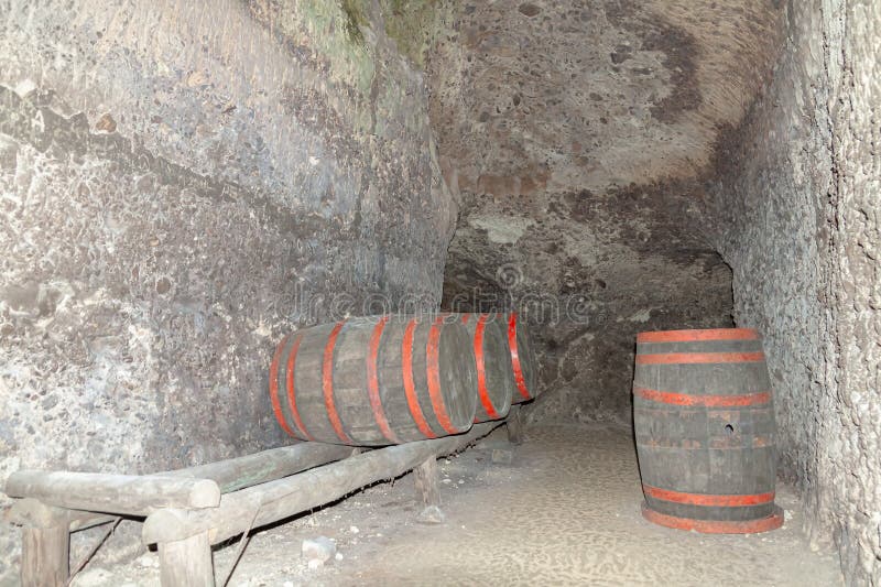 Old Wine Barrels for Aging Wine Stock Photo - Image of beverage ...