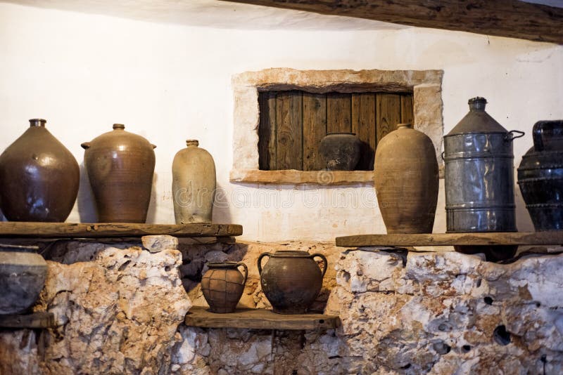 Old wine bottles. stock image. Image of greek, pottery - 101490763