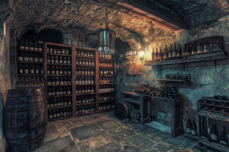 Old Wine Cellar with Oak Barrels, Winery Basement, Wine Cellar, Copy ...