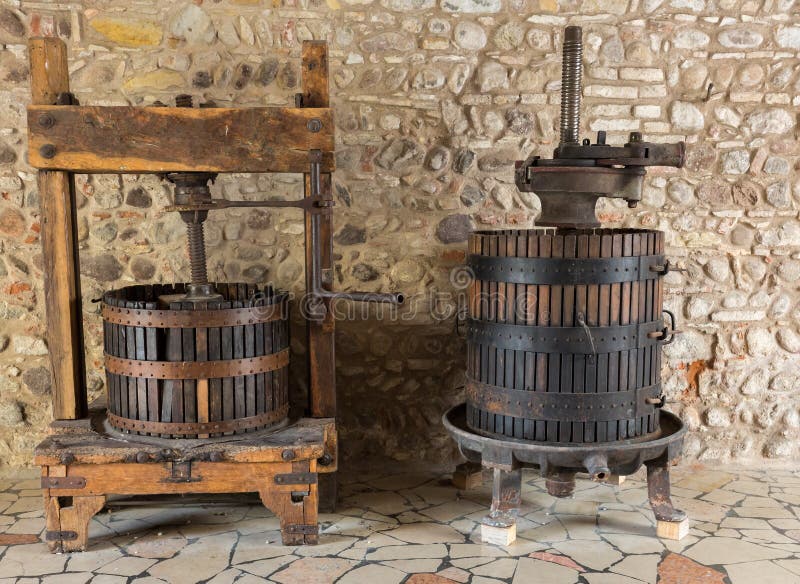 Old Wine Press. Traditional Old Technique of Wine Making Editorial ...