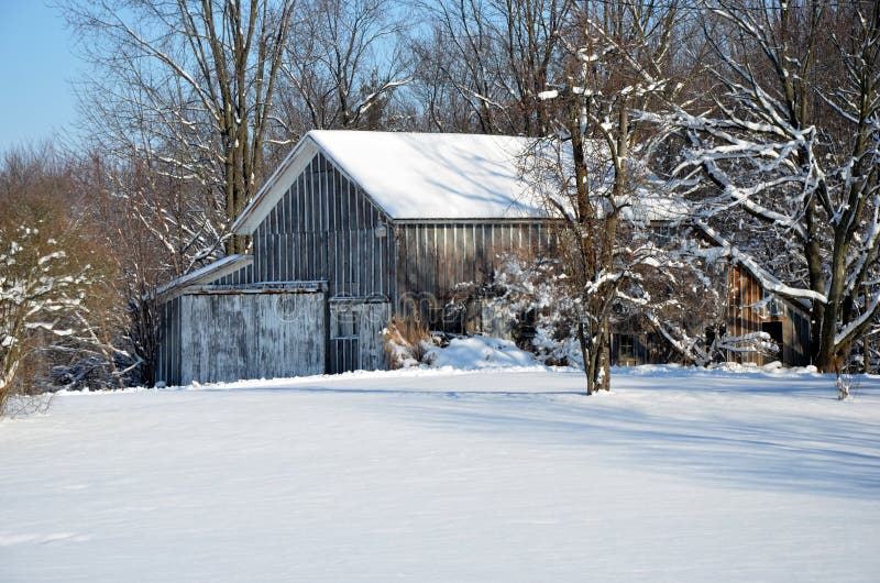 Farm: Winter Barn Fog and Snow - V Stock Photo - Image of buildings ...