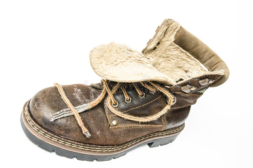 Old Winter and Mountain Boots on White Background Stock Photo - Image ...