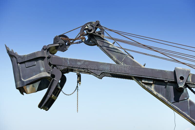 Old wire rope shovel crane stock photo. Image of heavy - 76414676