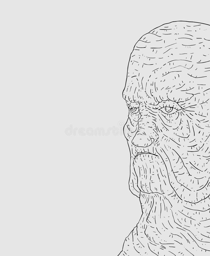 Old and wise man face draw stock vector. Illustration of character ...