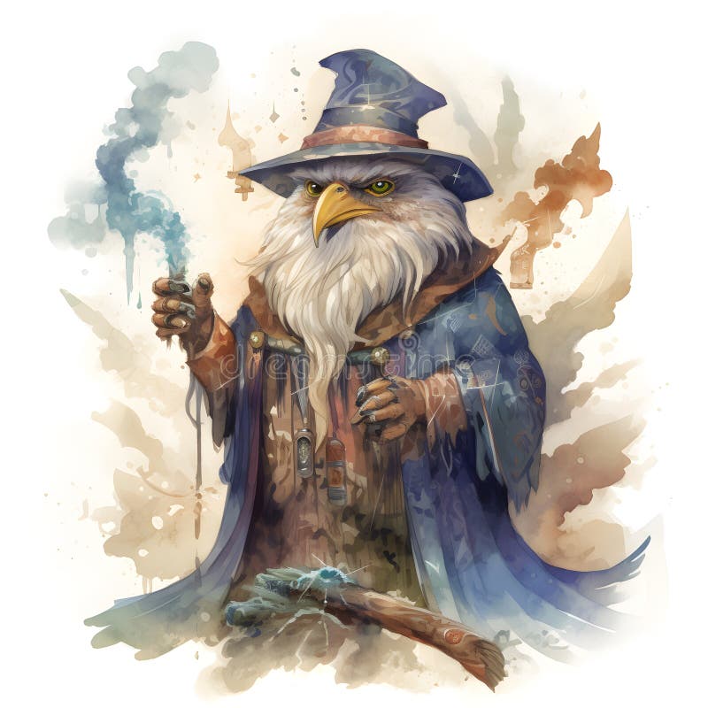 Old Wise Mystical Wizard Eagle, Ai Generative Illustration Stock ...