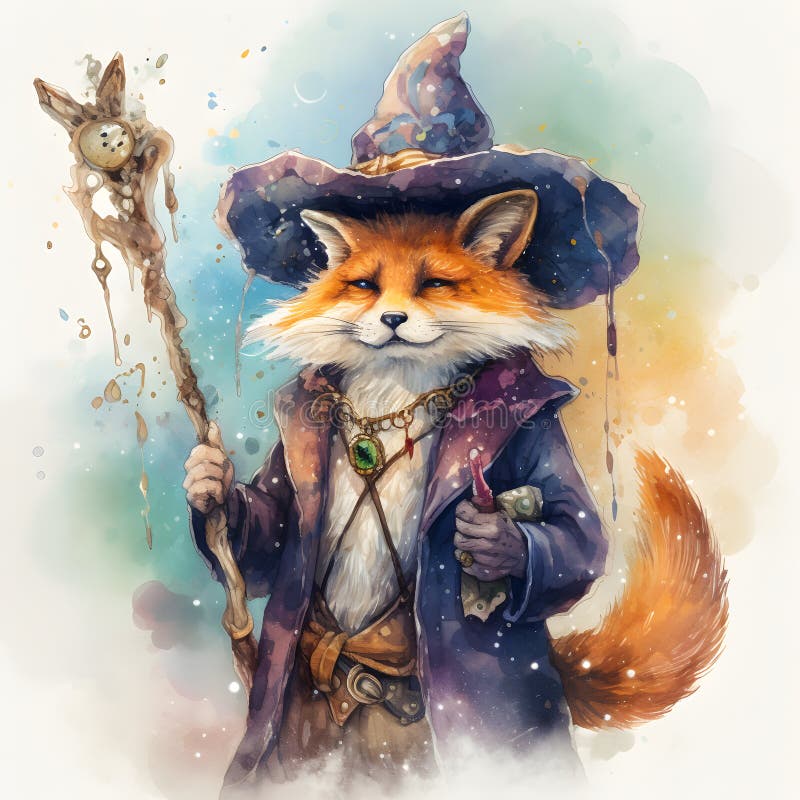Old Wise Mystical Wizard Fox, Ai Generative Illustration Stock ...