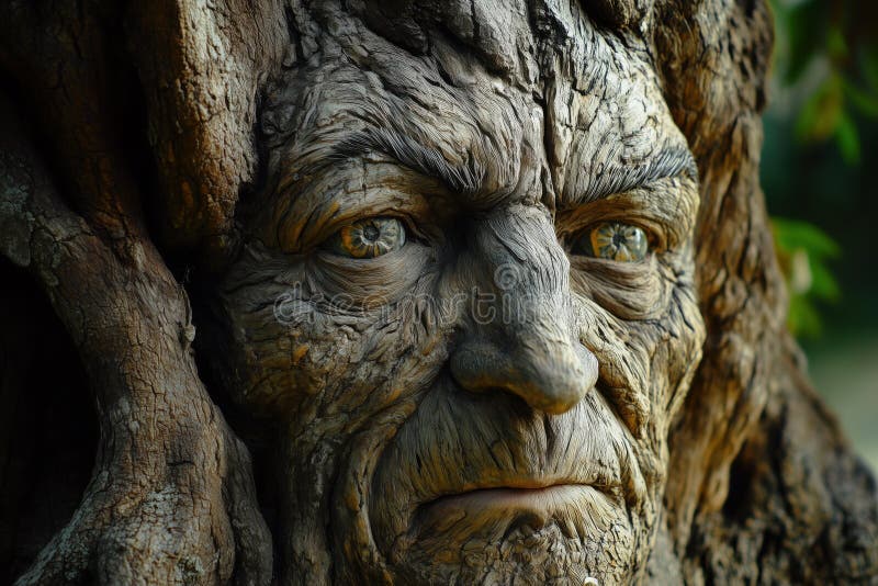 Old Wise Tree Face stock illustration. Illustration of earth - 330453640