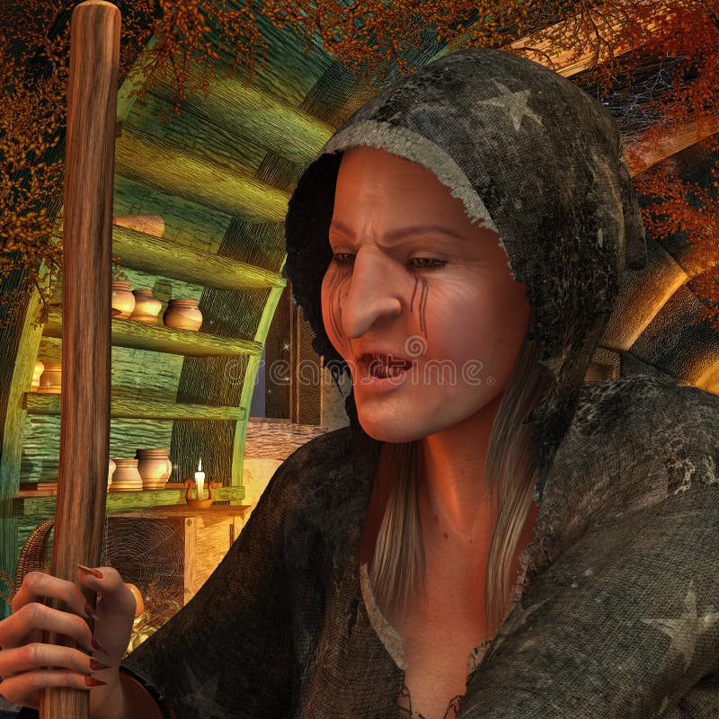 Old Witch stock illustration. Illustration of broom, gothic - 45066869