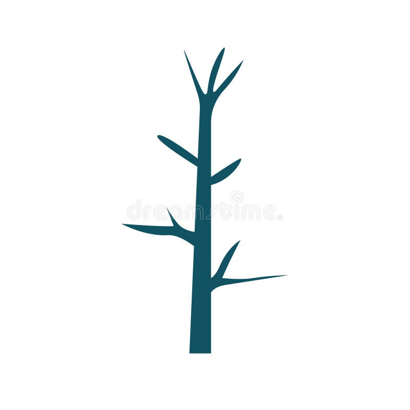 Old Withered Tree Silhouette, Single Dead Tree without Leaves Vector ...