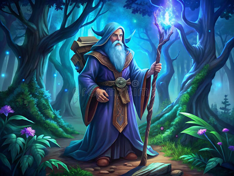 Old Wizard in Forest stock vector. Illustration of pattern - 323418553