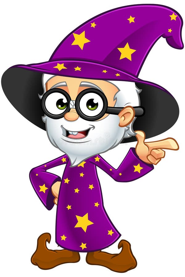 Wizard Pointing Down At Sign Stock Vector - Illustration of ...