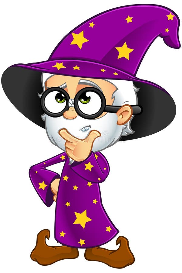 Old Wizard in Purple - Thinking Stock Vector - Illustration of person ...