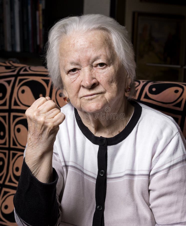 Old woman in angry gesture stock image. Image of anger - 37957165