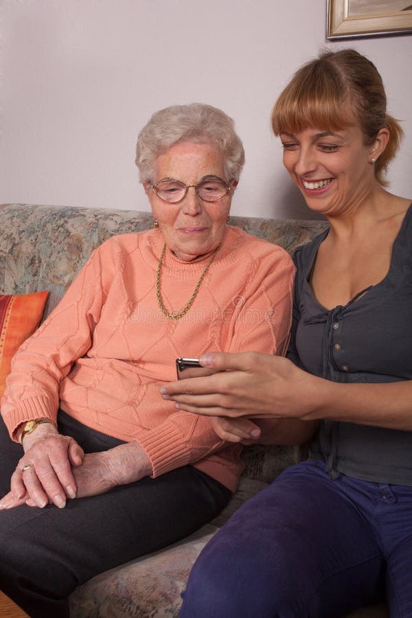 An Old Woman with a Cell Phone Stock Image - Image of granny, person ...