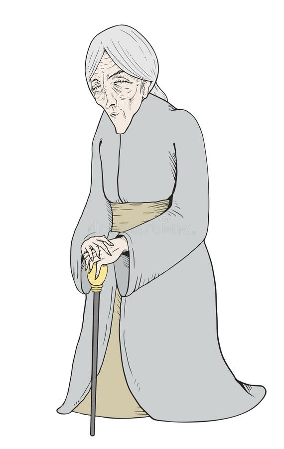 Old woman draw stock vector. Illustration of support - 314199194