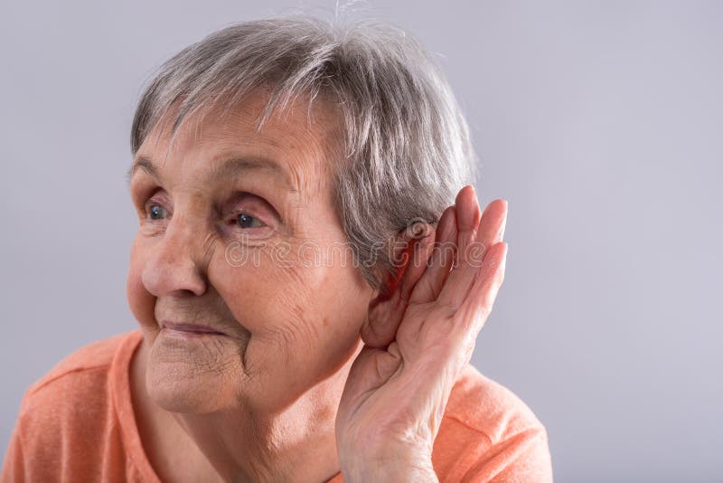 Old Woman with Earing Problem Stock Image - Image of grandmother, woman ...
