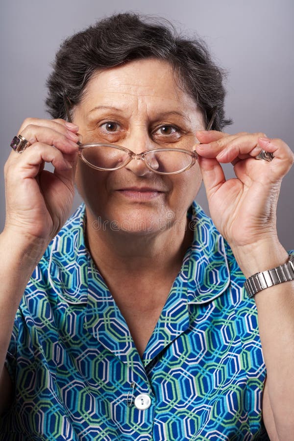 Old Woman With Glasses, Monochrome Stock Image - Image of older ...