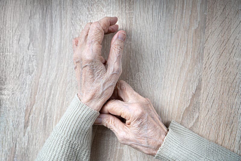 Old Woman Hands on the Table. Top View Stock Image - Image of person ...