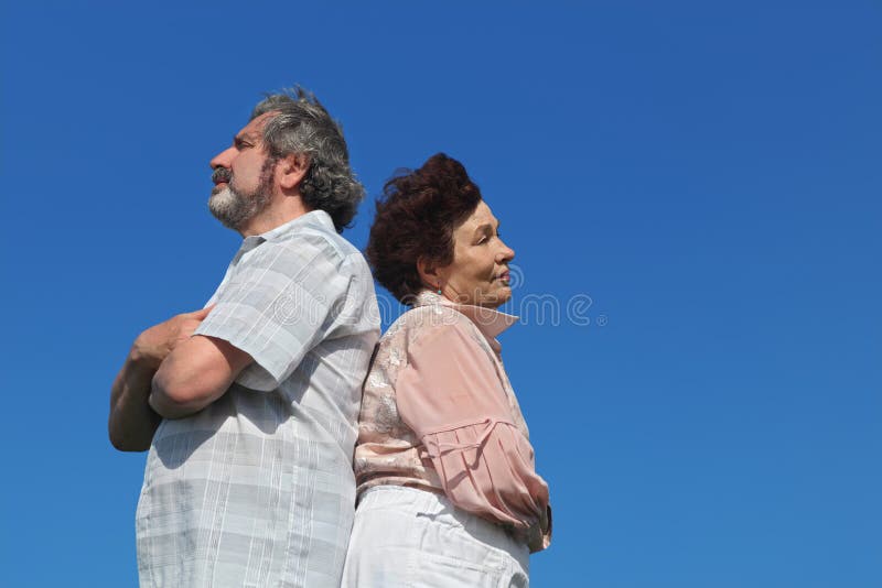 Old Woman and Man Standing Back To Back Stock Photo - Image of mature ...