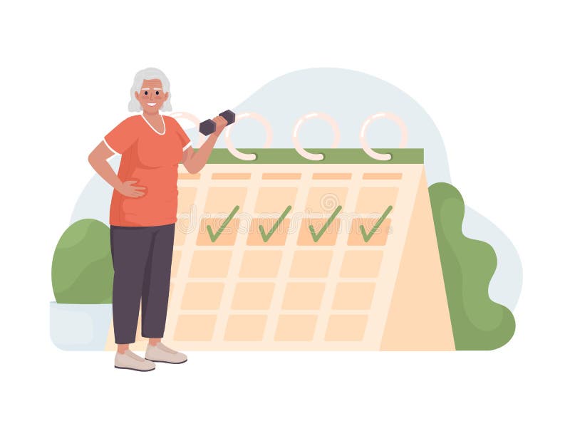 Old Woman Regular Exercise Flat Concept Vector Illustration Stock ...
