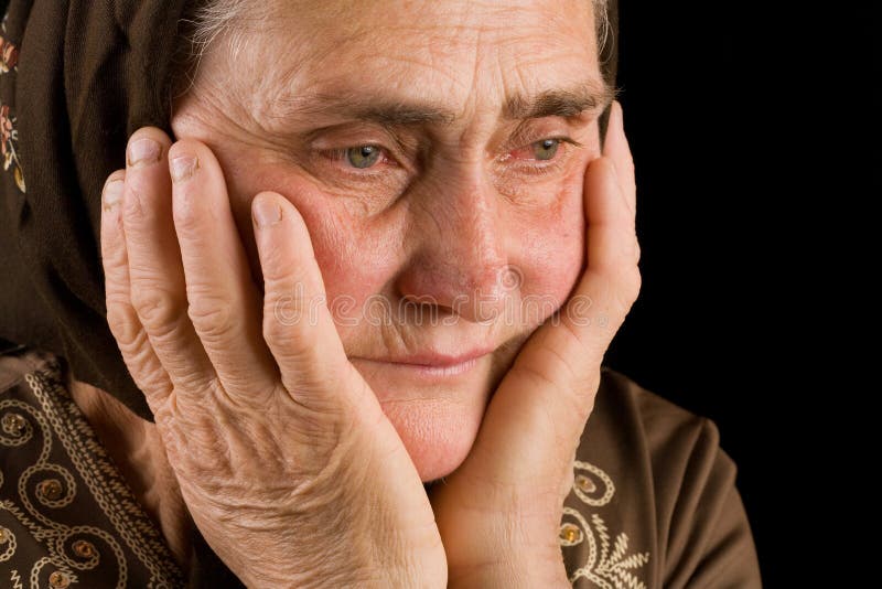Old woman in sadness stock image. Image of caucasian, portrait - 8210815