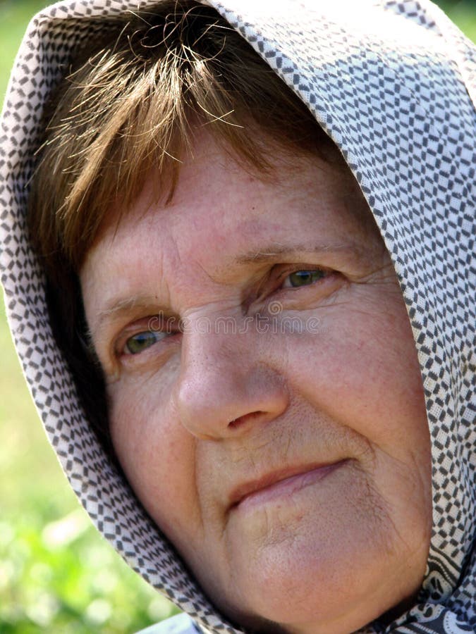 Old woman with scarf stock photo. Image of expression - 2505724