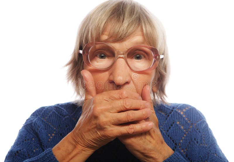 Old Woman with Surprised Expression Stock Image - Image of friends ...