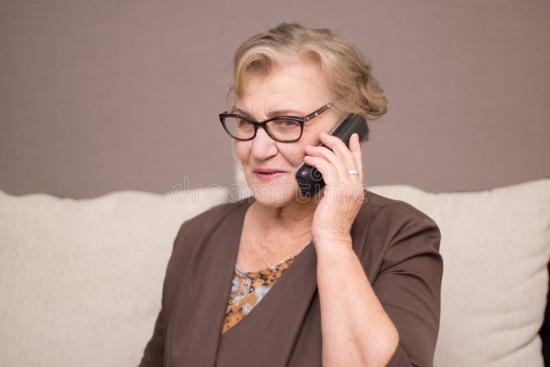 Old Woman Talking on the Phone Stock Image - Image of female, history ...