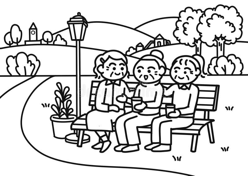 An Old Woman Talking about Problem with Her Friends Stock Vector ...