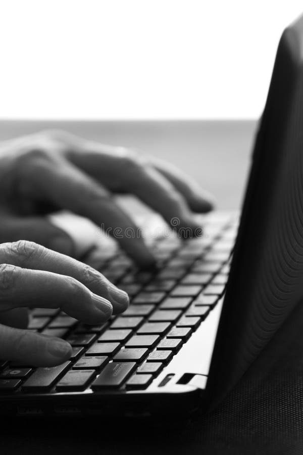 Old Woman Typing on a Laptop Stock Image - Image of hand, great: 83423655