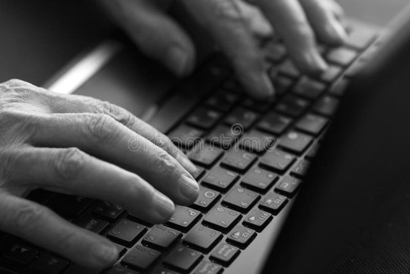 Old Woman Typing on a Laptop Stock Photo - Image of hand, learn: 83423828