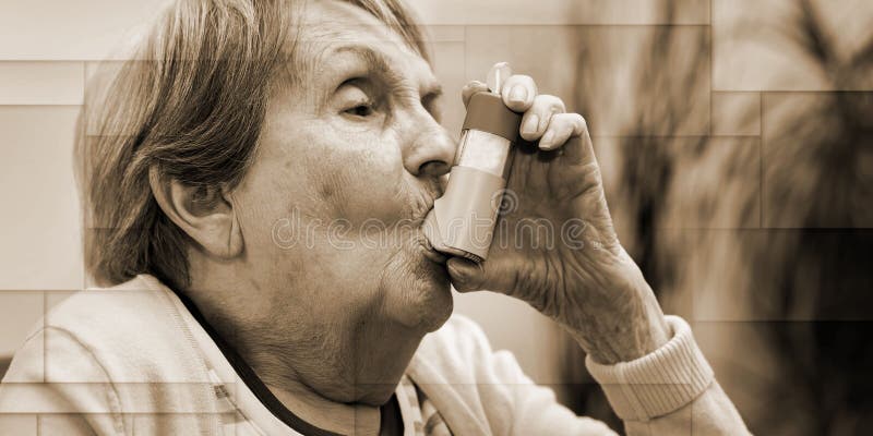 Old Woman Using Asthma Inhaler Geometric Pattern Stock Photos - Free ...