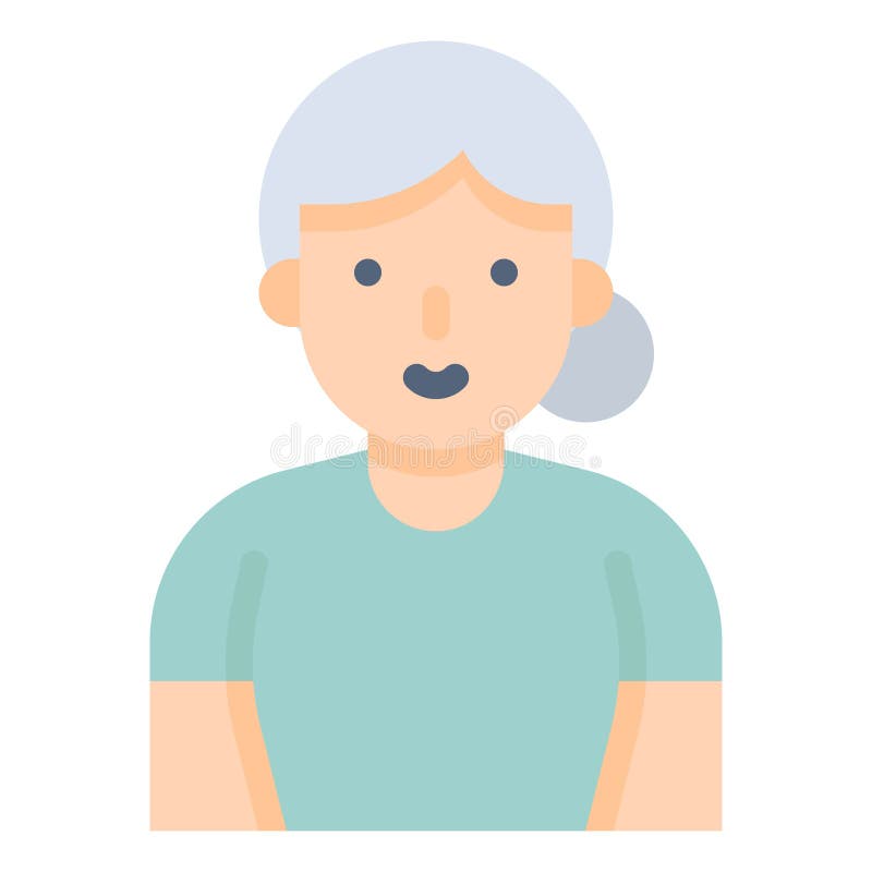 Old Woman Vector Illustration, Flat Style Icon Stock Vector ...