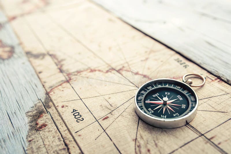 Old Wood Background with Compass â€ Adventure or Discovery Concept ...