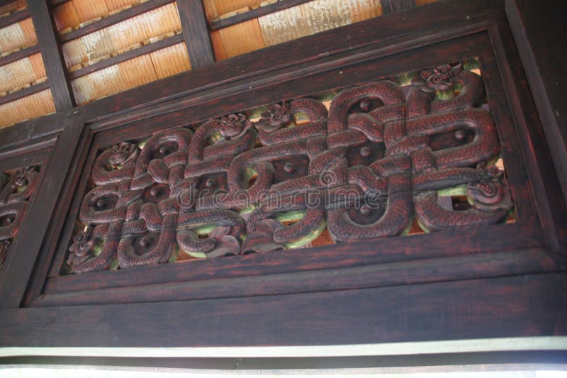 Old Wood Carving Snake Pattern Stock Image - Image of beautiful ...