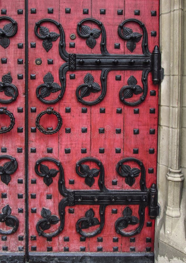 Old Wood Door with Iron Hinges Stock Image - Image of wood, iron: 109091641
