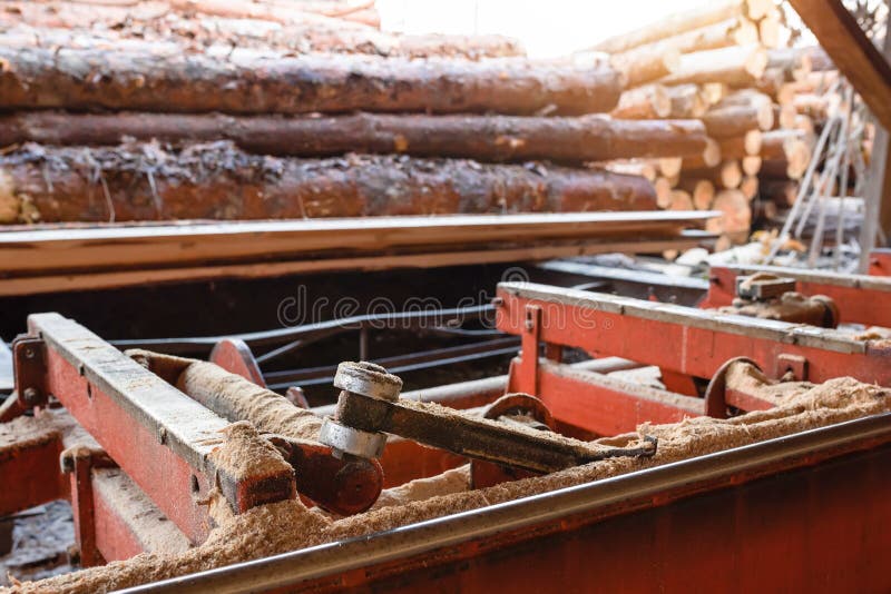 Old Wood Equipment at the Sawmill. Timber Industry Stock Image - Image ...