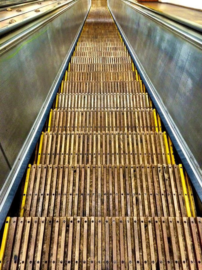 Old wood escalator steps stock photo. Image of travel - 43854650