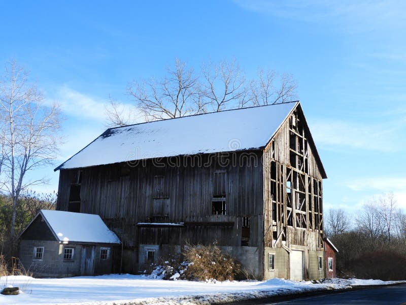 Old Wooden Gable Roof Storage Barn in FLX Winter Stock Photo - Image of ...