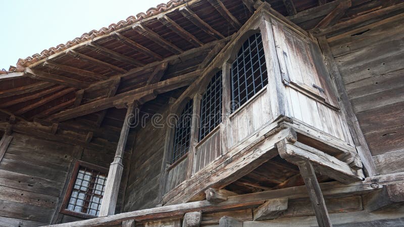 Old Wood House Construction with Tile Roof Stock Photo - Image of ...