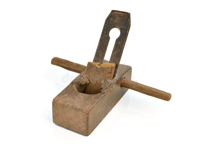 Old Wood Planer Isolated On White Background Stock Photo - Image of ...