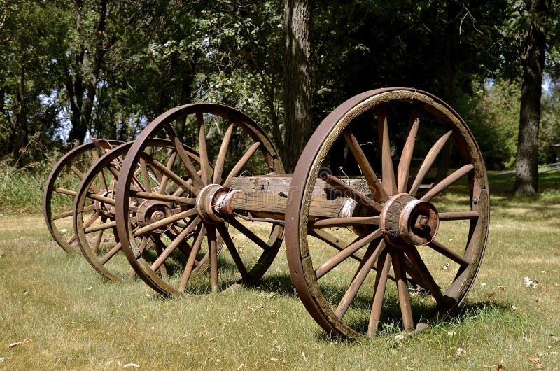Old wood wagon wheels stock image. Image of antique, trailer - 63956633