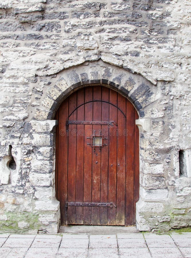 Old wooden arched door stock image. Image of brown, doorway - 27891589