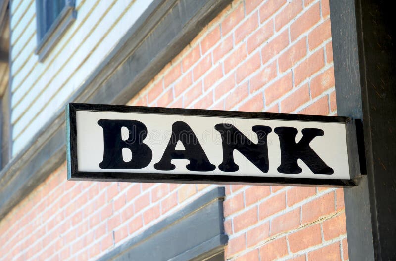 Bank - old sign stock photo. Image of sign, banking, written - 16065624