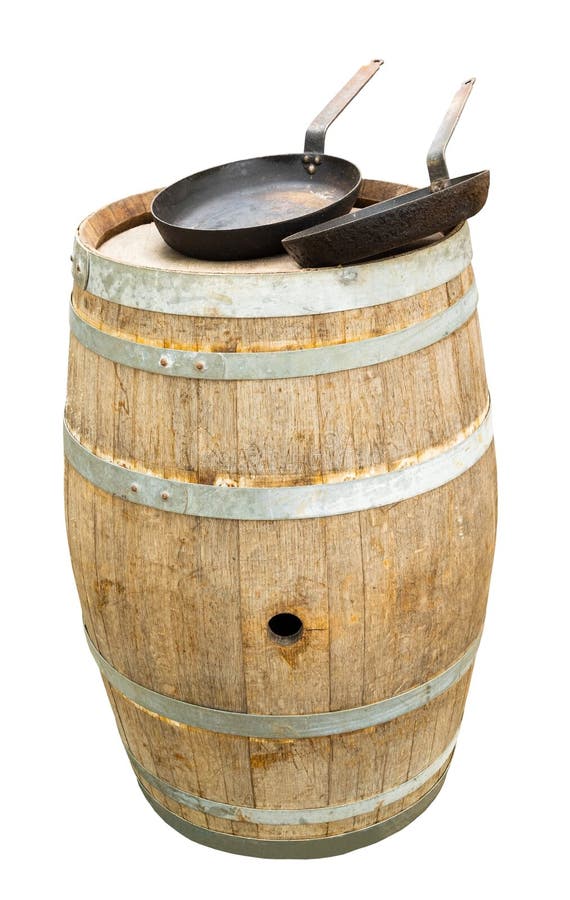 Old wooden barrel on white stock image. Image of background - 256056303
