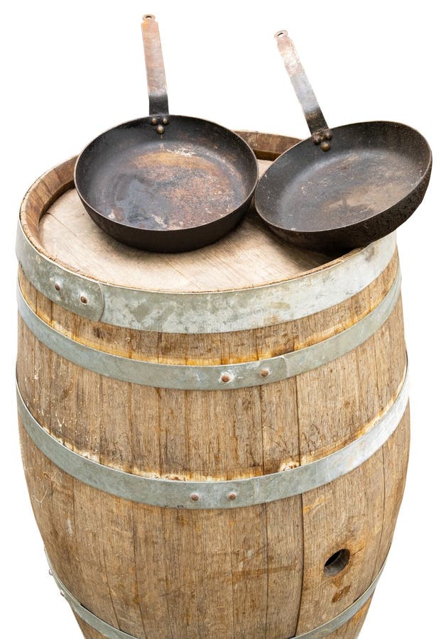 Old wooden barrel on white stock image. Image of fermenting - 256310227
